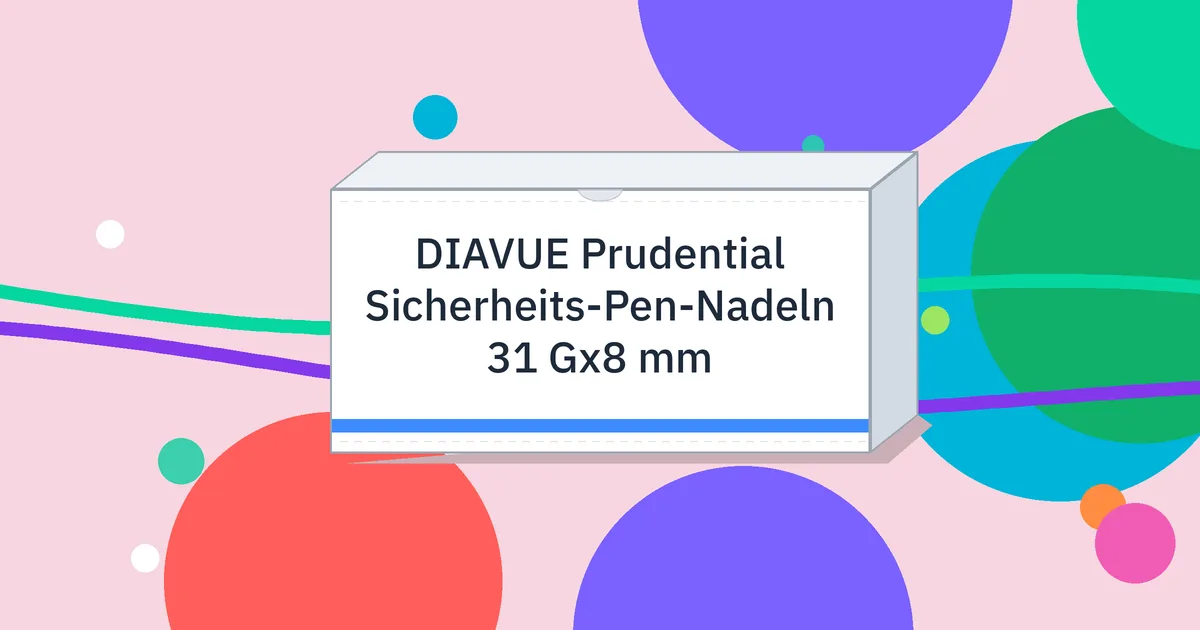 Symbolbild: Packung mit der Aufschrift DIAVUE Prudential Sicherheits-Pen-Nadeln 31 Gx8 mm (PZN 19882445) – Verfügbarkeit und Bezug in Apotheken in Frankfurt am Main
