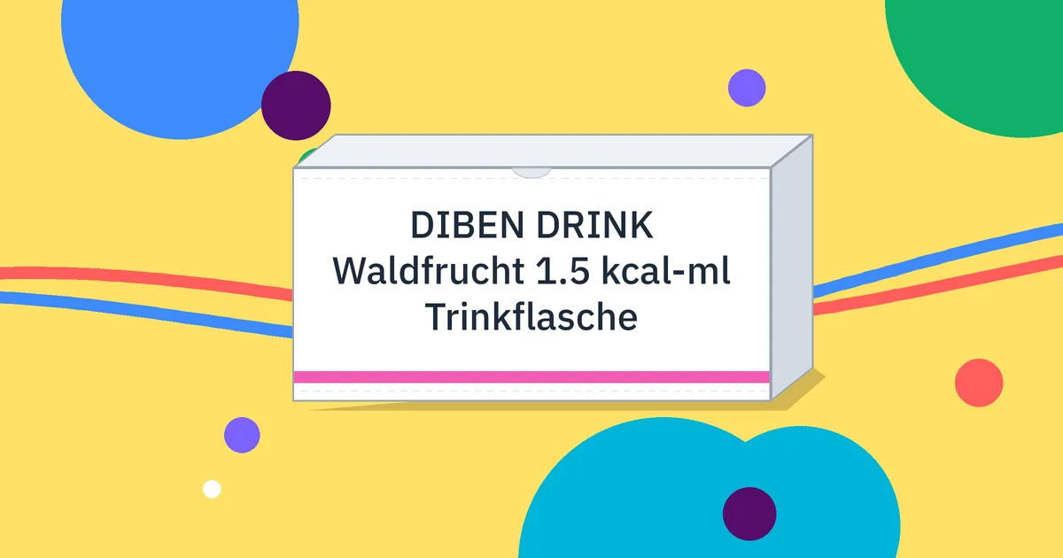 Symbolbild: Packung mit der Aufschrift DIBEN DRINK Waldfrucht 1.5 kcal-ml Trinkflasche (PZN 11847202) – Verfügbarkeit und Bezug in Apotheken in Frankfurt am Main