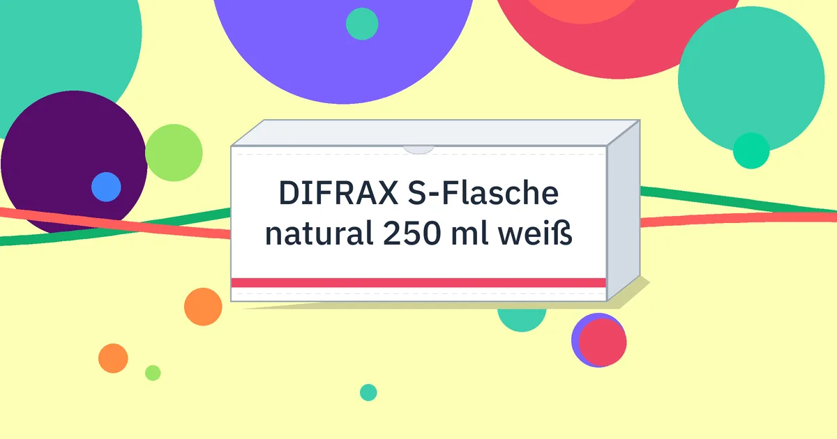 Symbolbild: Packung mit der Aufschrift DIFRAX S-Flasche natural 250 ml weiß (PZN 12517949) – Verfügbarkeit und Bezug in Apotheken in Frankfurt am Main