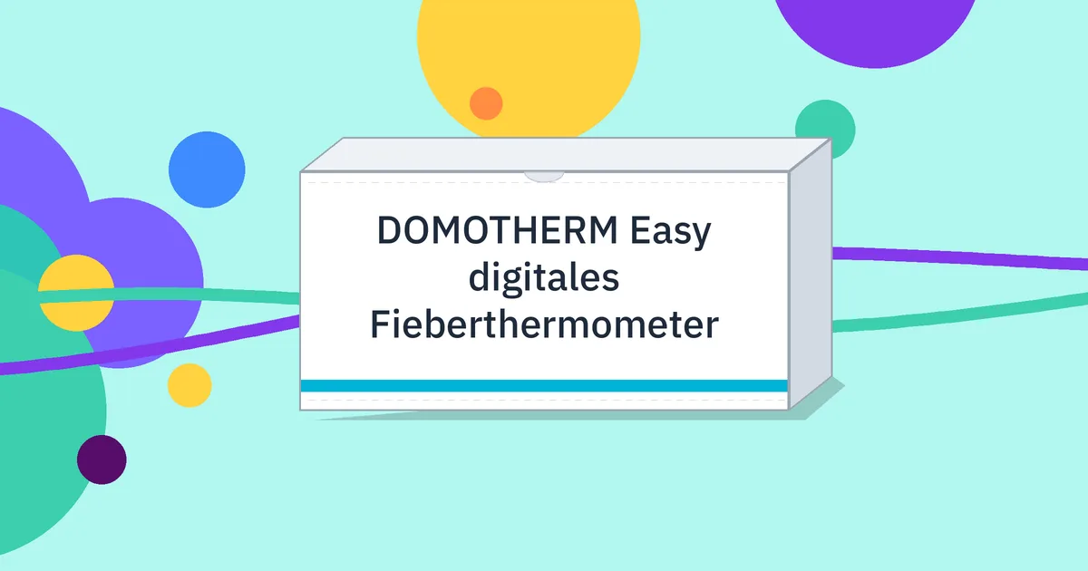 Symbolbild: Packung mit der Aufschrift DOMOTHERM Easy digitales Fieberthermometer (PZN 10407062) – Verfügbarkeit und Bezug in Apotheken in Frankfurt am Main