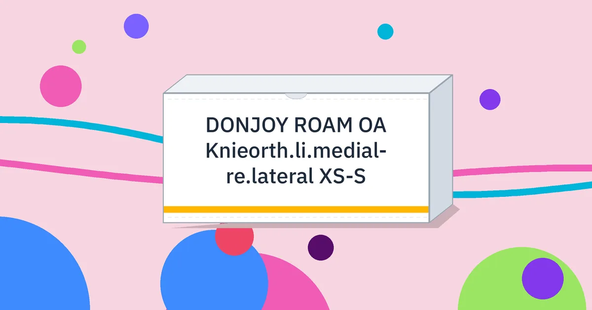 Symbolbild: Packung mit der Aufschrift DONJOY ROAM OA Knieorth.li.medial-re.lateral XS-S (PZN 19378296) – Verfügbarkeit und Bezug in Apotheken in Frankfurt am Main