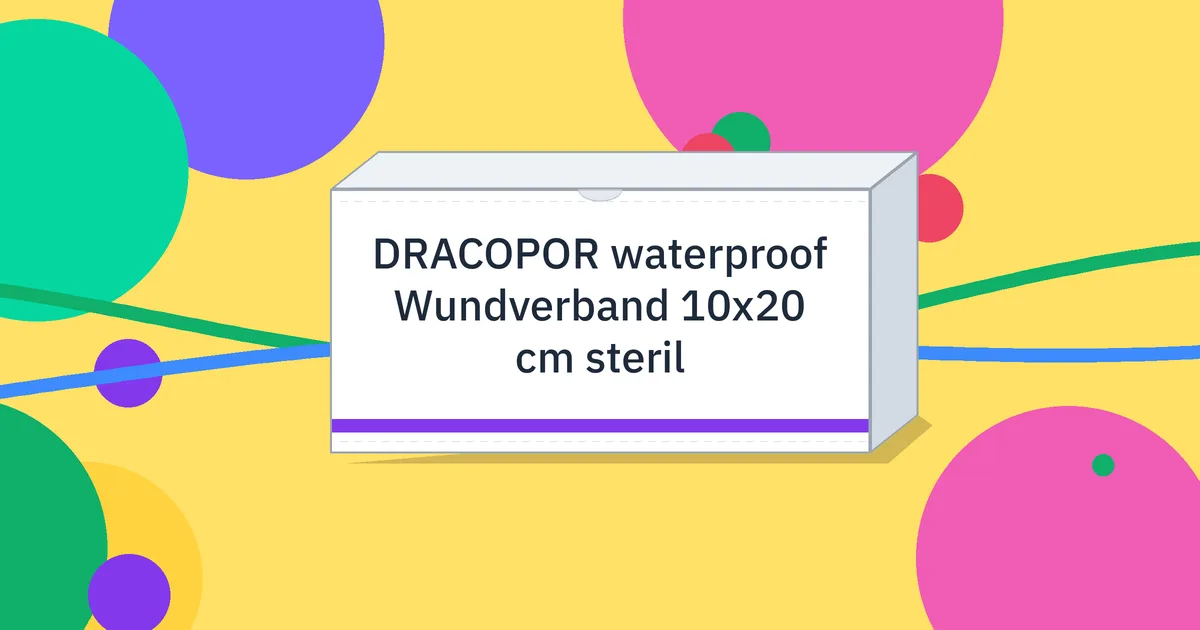 Symbolbild: Packung mit der Aufschrift DRACOPOR waterproof Wundverband 10x20 cm steril (PZN 08906668) – Verfügbarkeit und Bezug in Apotheken in Frankfurt am Main