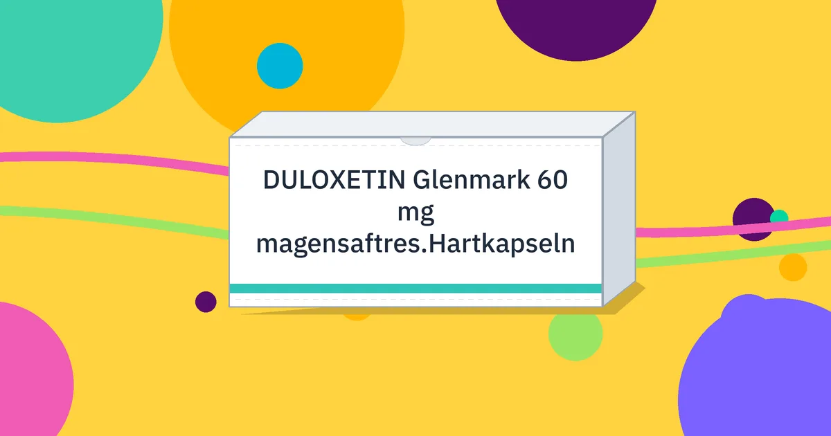 Symbolbild: Packung mit der Aufschrift DULOXETIN Glenmark 60 mg magensaftres.Hartkapseln (PZN 11323367) – Verfügbarkeit und Bezug in Apotheken in Frankfurt am Main