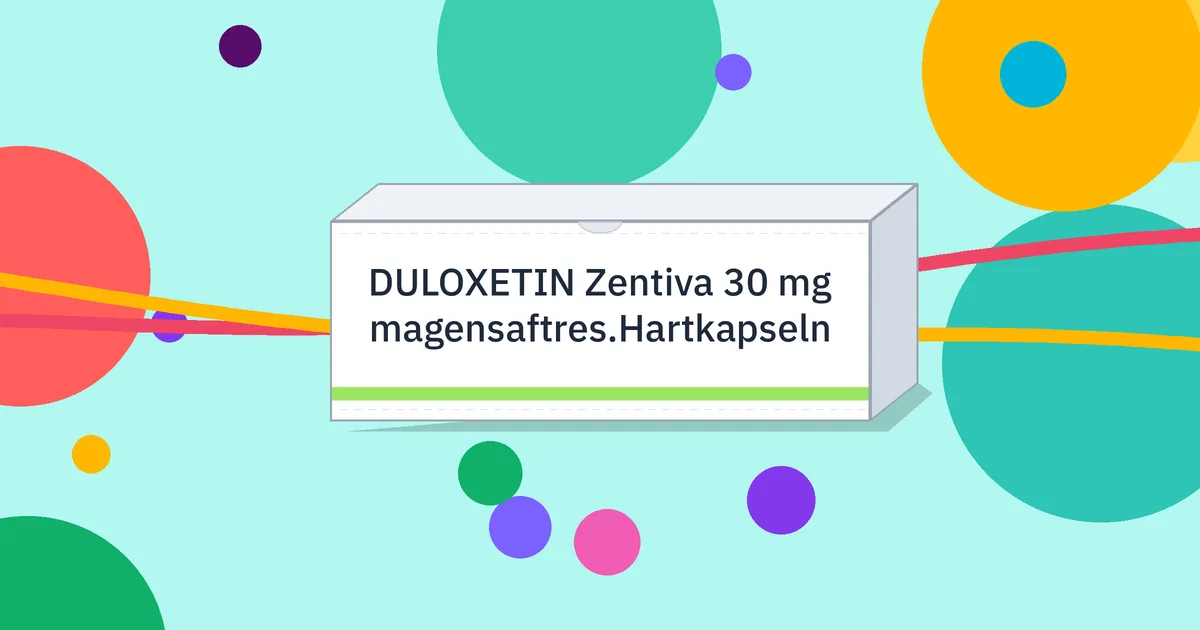 Symbolbild: Packung mit der Aufschrift DULOXETIN Zentiva 30 mg magensaftres.Hartkapseln (PZN 19769281) – Verfügbarkeit und Bezug in Apotheken in Frankfurt am Main