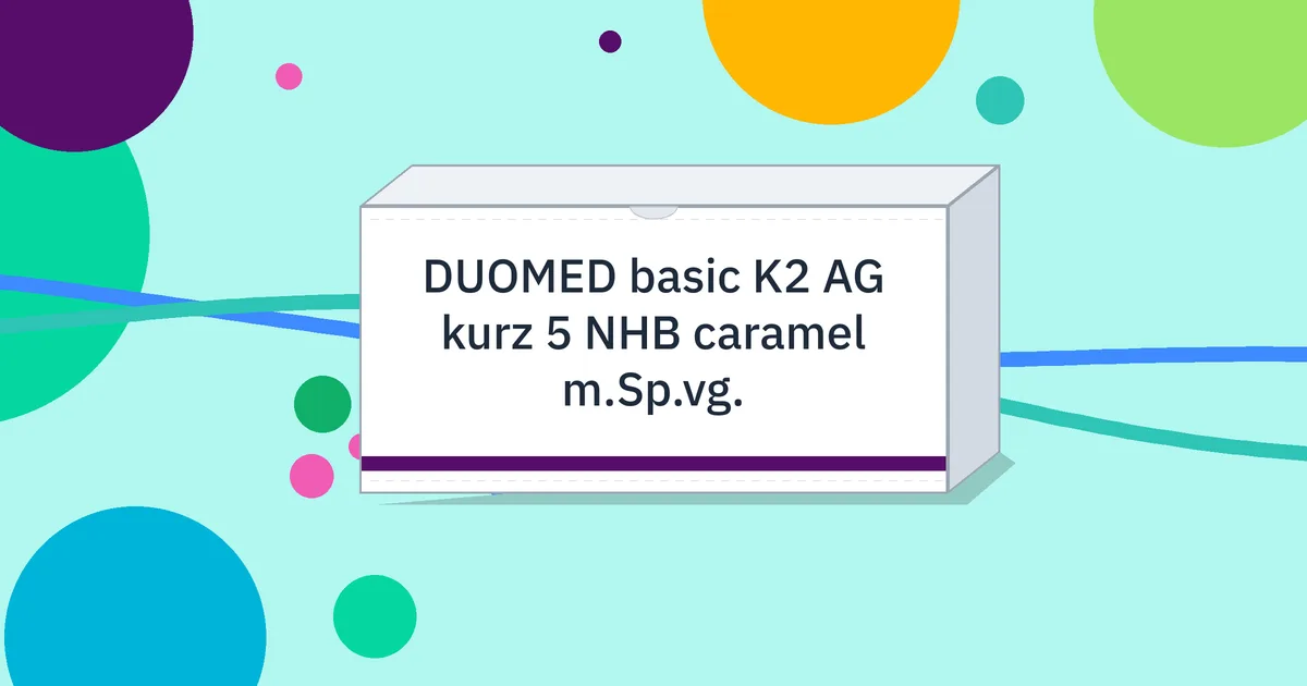 Symbolbild: Packung mit der Aufschrift DUOMED basic K2 AG kurz 5 NHB caramel m.Sp.vg. (PZN 20908109) – Verfügbarkeit und Bezug in Apotheken in Frankfurt am Main