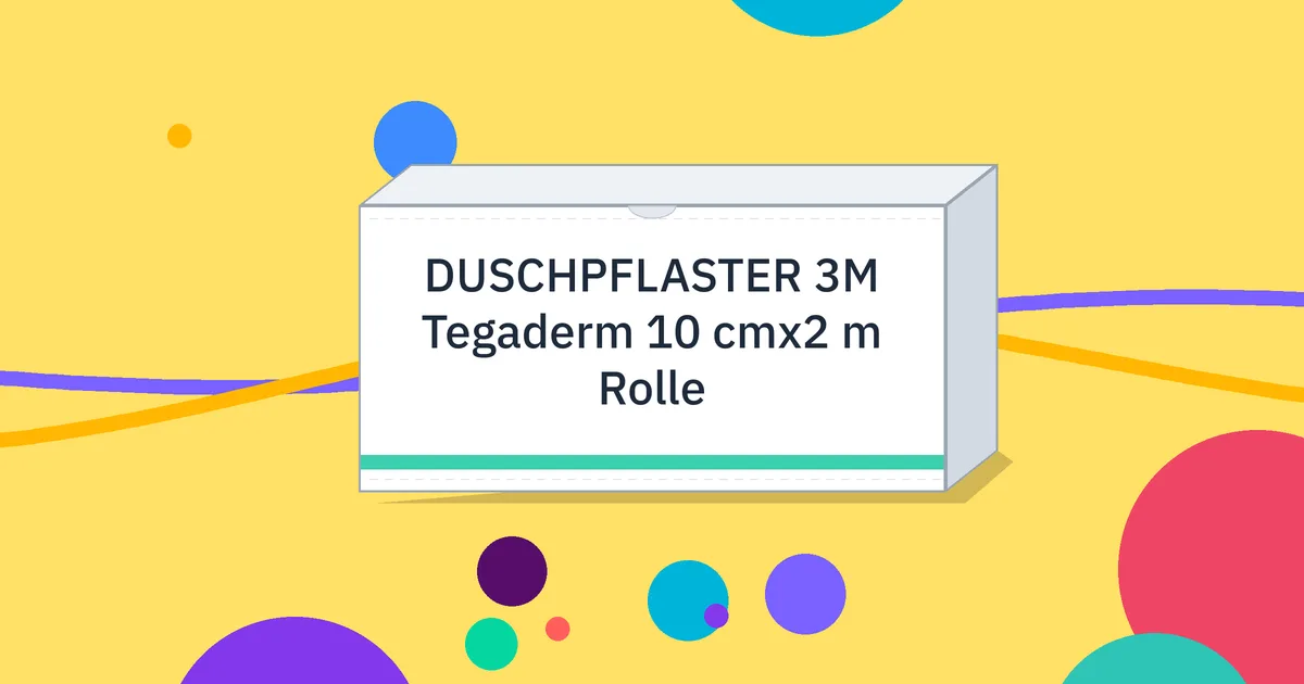 Symbolbild: Packung mit der Aufschrift DUSCHPFLASTER 3M Tegaderm 10 cmx2 m Rolle (PZN 15255119) – Verfügbarkeit und Bezug in Apotheken in Frankfurt am Main