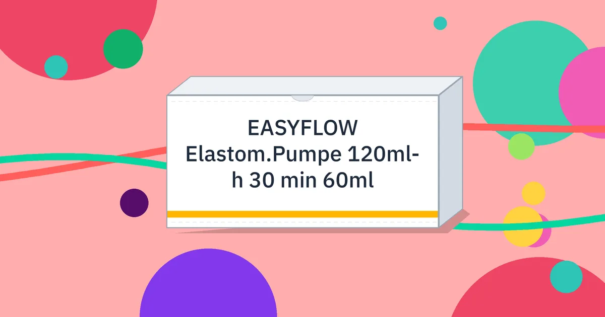 Symbolbild: Packung mit der Aufschrift EASYFLOW Elastom.Pumpe 120ml-h 30 min 60ml (PZN 19789504) – Verfügbarkeit und Bezug in Apotheken in Frankfurt am Main