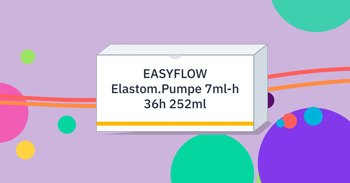 Symbolbild: Packung mit der Aufschrift EASYFLOW Elastom.Pumpe 7ml-h 36h 252ml (PZN 18095314) – Verfügbarkeit und Bezug in Apotheken in Frankfurt am Main