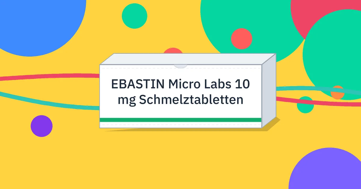 Symbolbild: Packung mit der Aufschrift EBASTIN Micro Labs 10 mg Schmelztabletten (PZN 16824559) – Verfügbarkeit und Bezug in Apotheken in Frankfurt am Main