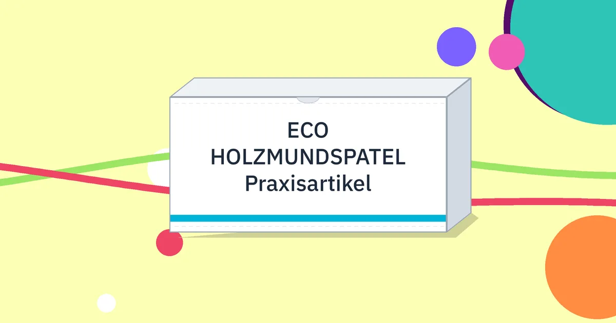 Symbolbild: Packung mit der Aufschrift ECO HOLZMUNDSPATEL Praxisartikel (PZN 10518985) – Verfügbarkeit und Bezug in Apotheken in Frankfurt am Main