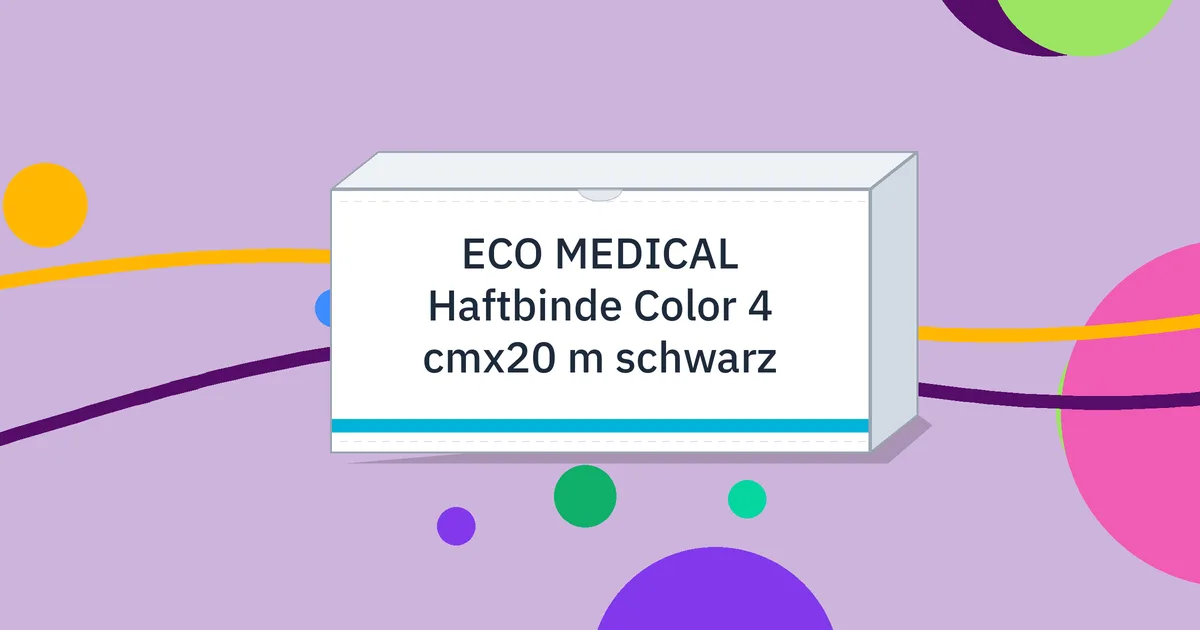 Symbolbild: Packung mit der Aufschrift ECO MEDICAL Haftbinde Color 4 cmx20 m schwarz (PZN 00750020) – Verfügbarkeit und Bezug in Apotheken in Frankfurt am Main