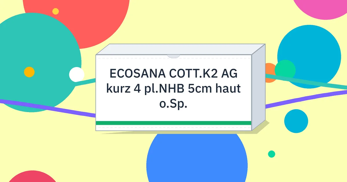 Symbolbild: Packung mit der Aufschrift ECOSANA COTT.K2 AG kurz 4 pl.NHB 5cm haut o.Sp. (PZN 16950117) – Verfügbarkeit und Bezug in Apotheken in Frankfurt am Main