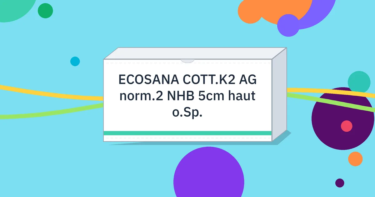 Symbolbild: Packung mit der Aufschrift ECOSANA COTT.K2 AG norm.2 NHB 5cm haut o.Sp. (PZN 16949114) – Verfügbarkeit und Bezug in Apotheken in Frankfurt am Main
