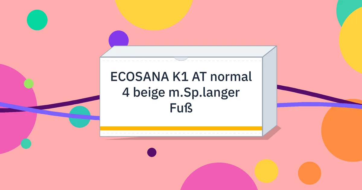 Symbolbild: Packung mit der Aufschrift ECOSANA K1 AT normal 4 beige m.Sp.langer Fuß (PZN 04731806) – Verfügbarkeit und Bezug in Apotheken in Frankfurt am Main