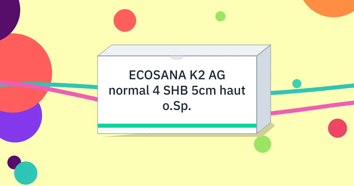 Symbolbild: Packung mit der Aufschrift ECOSANA K2 AG normal 4 SHB 5cm haut o.Sp. (PZN 01451644) – Verfügbarkeit und Bezug in Apotheken in Frankfurt am Main