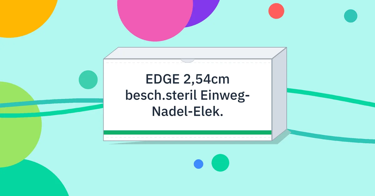 Symbolbild: Packung mit der Aufschrift EDGE 2,54cm besch.steril Einweg-Nadel-Elek. (PZN 16050589) – Verfügbarkeit und Bezug in Apotheken in Frankfurt am Main