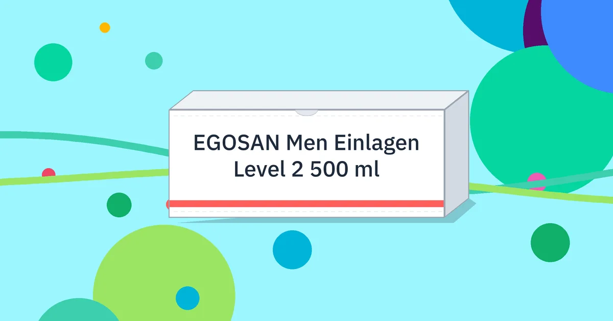 Symbolbild: Packung mit der Aufschrift EGOSAN Men Einlagen Level 2 500 ml (PZN 16803741) – Verfügbarkeit und Bezug in Apotheken in Frankfurt am Main