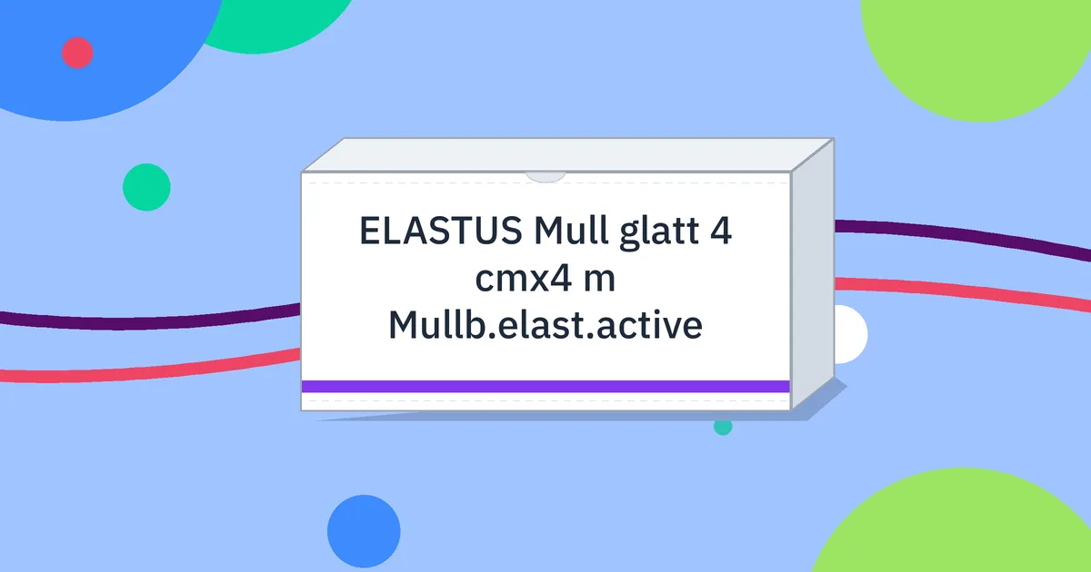 Symbolbild: Packung mit der Aufschrift ELASTUS Mull glatt 4 cmx4 m Mullb.elast.active (PZN 01312196) – Verfügbarkeit und Bezug in Apotheken in Frankfurt am Main