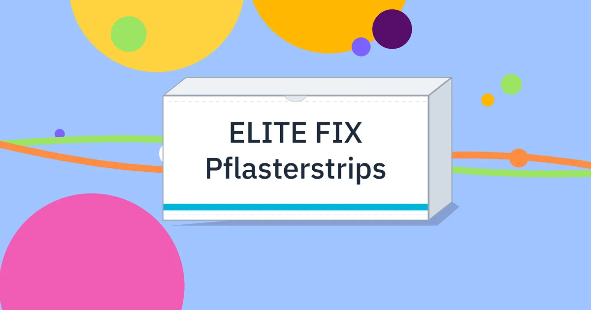 Symbolbild: Packung mit der Aufschrift ELITE FIX Pflasterstrips (PZN 07582755) – Verfügbarkeit und Bezug in Apotheken in Frankfurt am Main