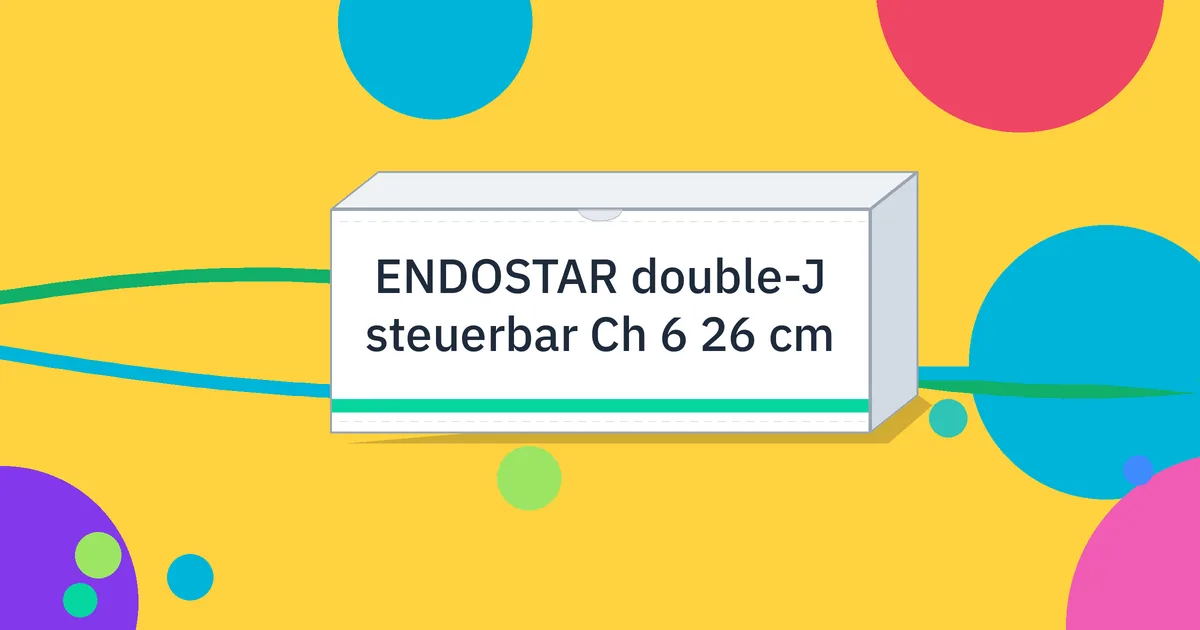 Symbolbild: Packung mit der Aufschrift ENDOSTAR double-J steuerbar Ch 6 26 cm (PZN 00440012) – Verfügbarkeit und Bezug in Apotheken in Frankfurt am Main