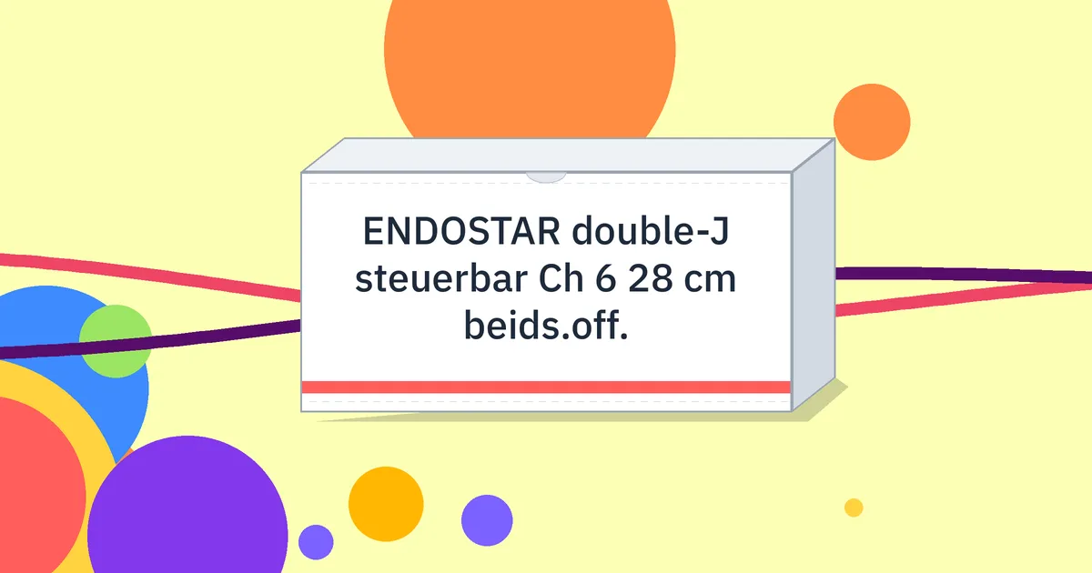 Symbolbild: Packung mit der Aufschrift ENDOSTAR double-J steuerbar Ch 6 28 cm beids.off. (PZN 00439701) – Verfügbarkeit und Bezug in Apotheken in Frankfurt am Main