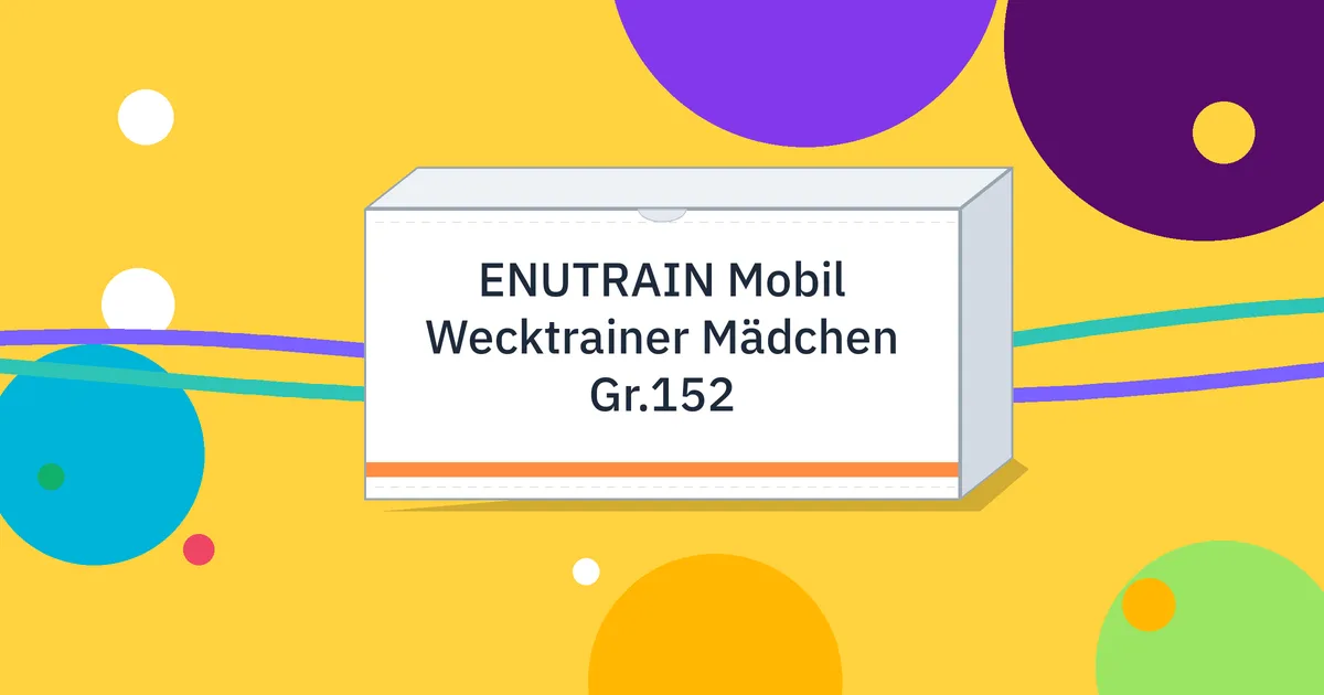 Symbolbild: Packung mit der Aufschrift ENUTRAIN Mobil Wecktrainer Mädchen Gr.152 (PZN 09200752) – Verfügbarkeit und Bezug in Apotheken in Frankfurt am Main