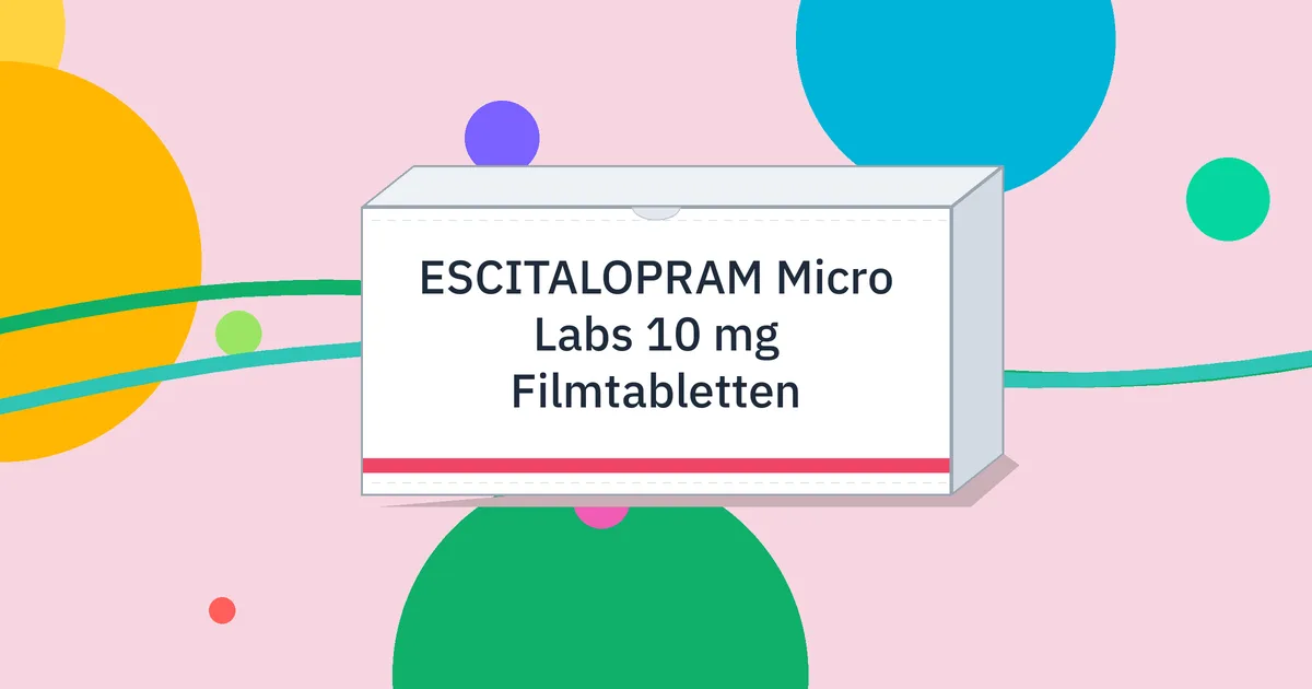 Symbolbild: Packung mit der Aufschrift ESCITALOPRAM Micro Labs 10 mg Filmtabletten (PZN 11695910) – Verfügbarkeit und Bezug in Apotheken in Frankfurt am Main