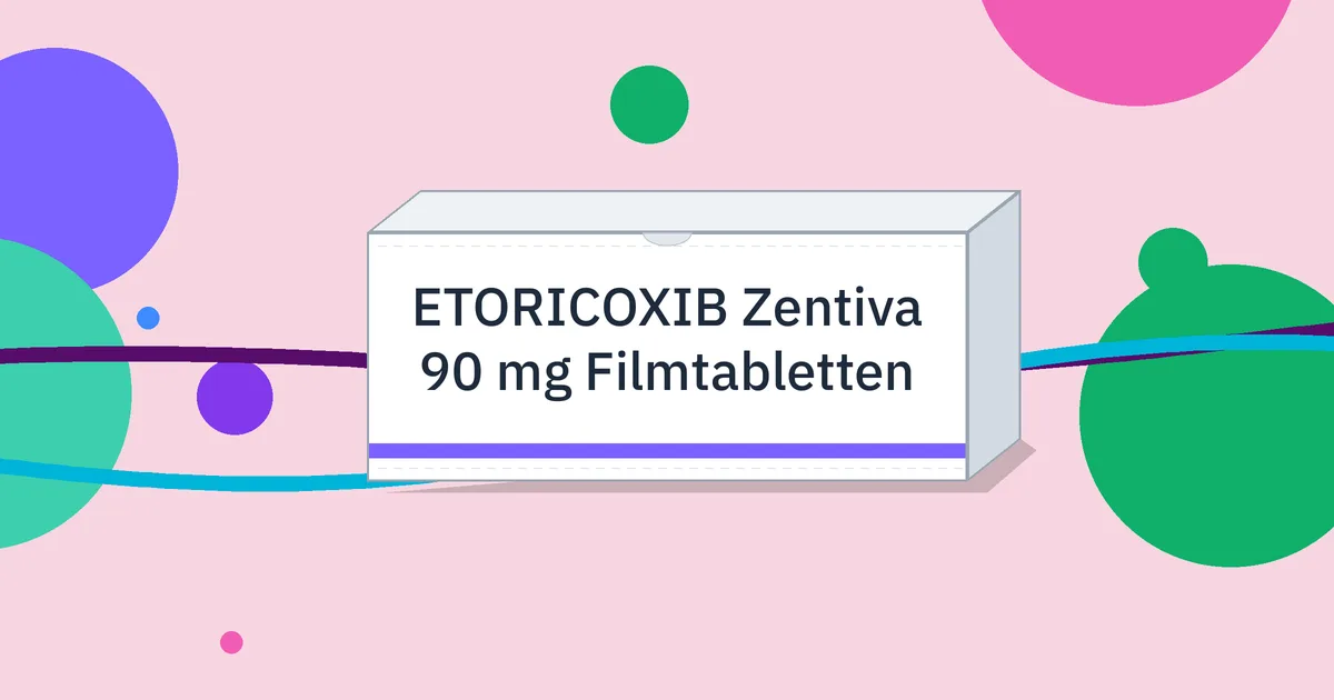 Symbolbild: Packung mit der Aufschrift ETORICOXIB Zentiva 90 mg Filmtabletten (PZN 12585626) – Verfügbarkeit und Bezug in Apotheken in Frankfurt am Main