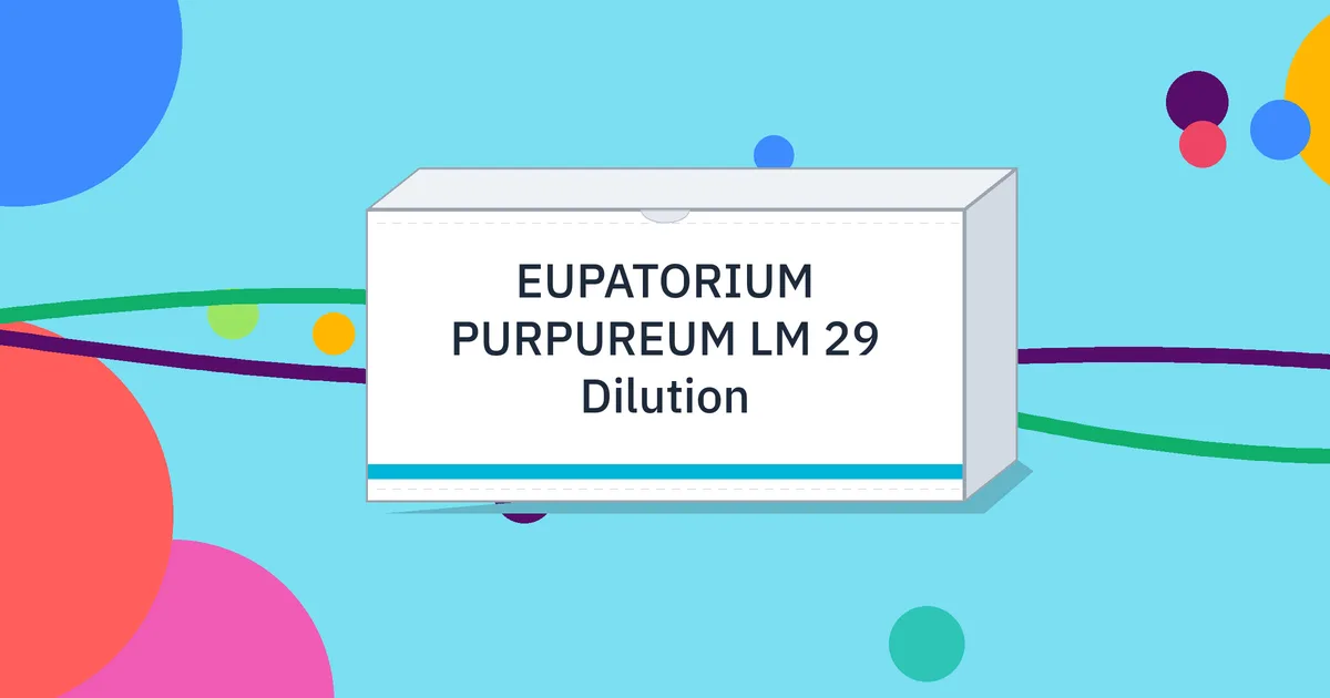 Symbolbild: Packung mit der Aufschrift EUPATORIUM PURPUREUM LM 29 Dilution (PZN 13481596) – Verfügbarkeit und Bezug in Apotheken in Frankfurt am Main