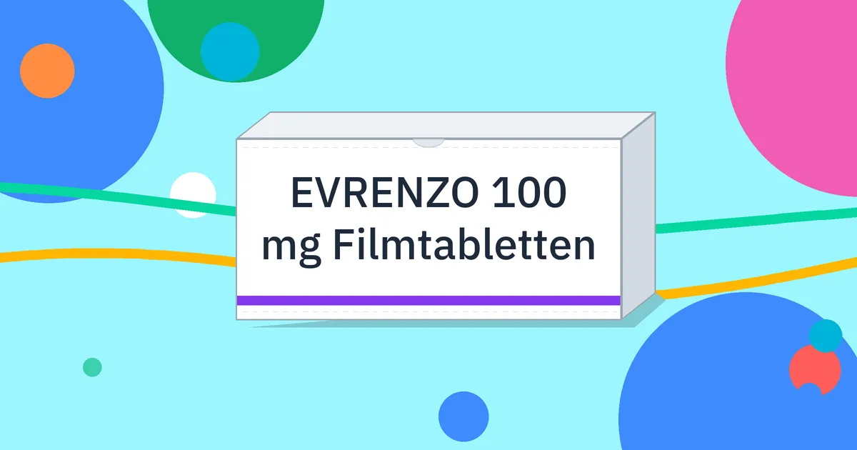Symbolbild: Packung mit der Aufschrift EVRENZO 100 mg Filmtabletten (PZN 20011856) – Verfügbarkeit und Bezug in Apotheken in Frankfurt am Main