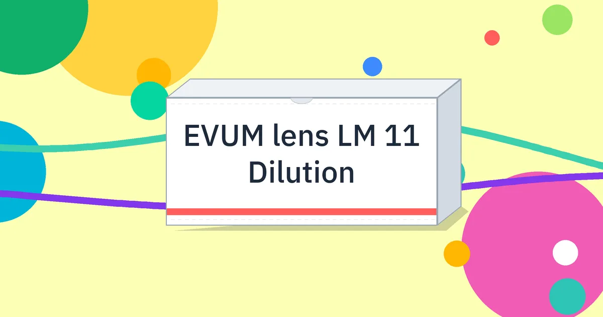 Symbolbild: Packung mit der Aufschrift EVUM lens LM 11 Dilution (PZN 13485097) – Verfügbarkeit und Bezug in Apotheken in Frankfurt am Main