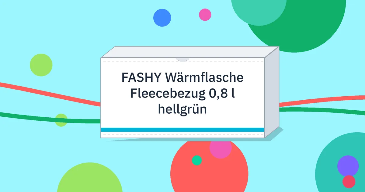 Symbolbild: Packung mit der Aufschrift FASHY Wärmflasche Fleecebezug 0,8 l hellgrün (PZN 19136883) – Verfügbarkeit und Bezug in Apotheken in Frankfurt am Main