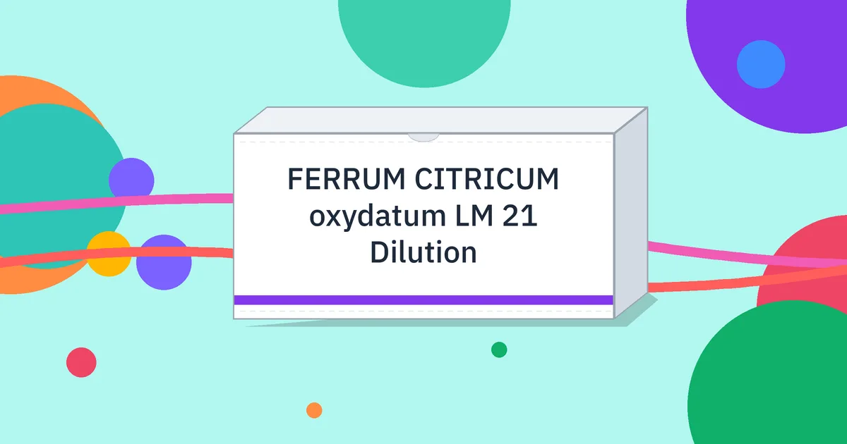 Symbolbild: Packung mit der Aufschrift FERRUM CITRICUM oxydatum LM 21 Dilution (PZN 12848540) – Verfügbarkeit und Bezug in Apotheken in Frankfurt am Main