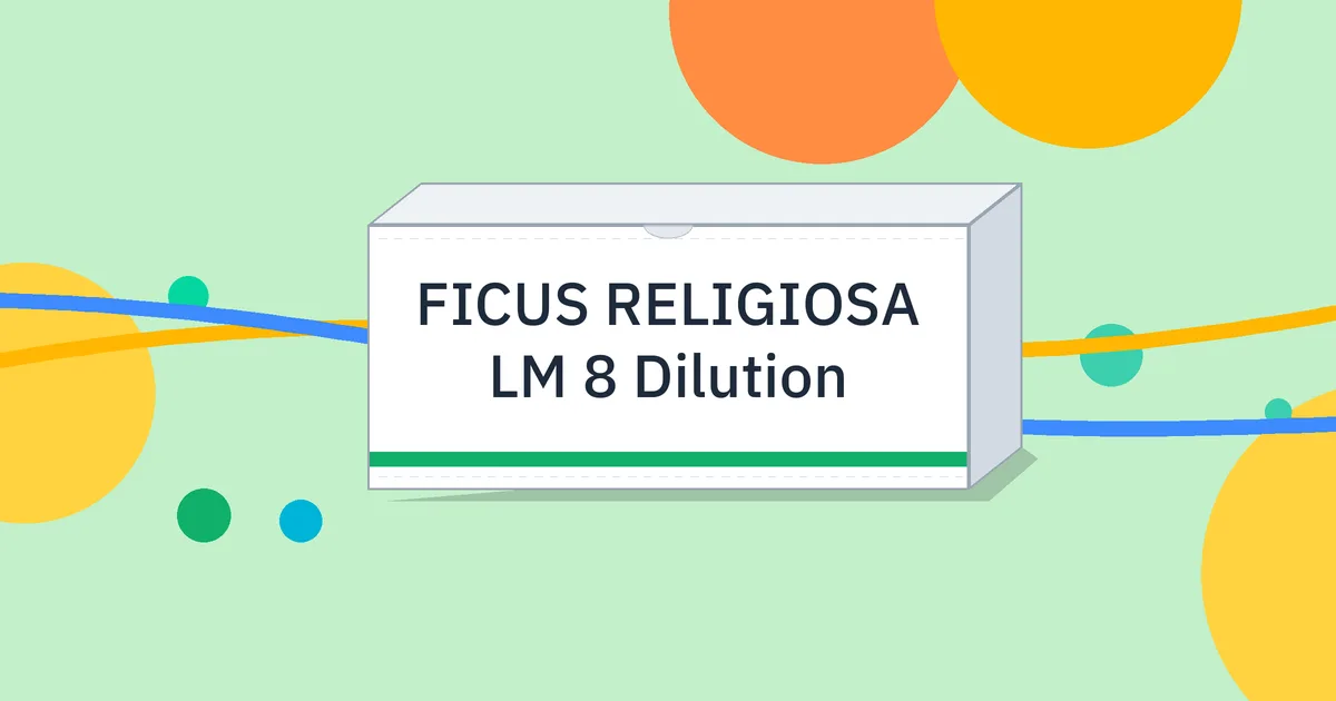 Symbolbild: Packung mit der Aufschrift FICUS RELIGIOSA LM 8 Dilution (PZN 12853920) – Verfügbarkeit und Bezug in Apotheken in Frankfurt am Main