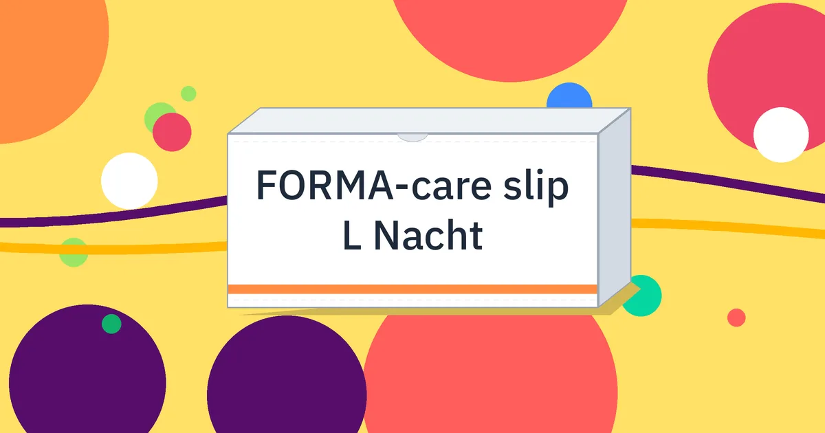 Symbolbild: Packung mit der Aufschrift FORMA-care slip L Nacht (PZN 04956333) – Verfügbarkeit und Bezug in Apotheken in Frankfurt am Main