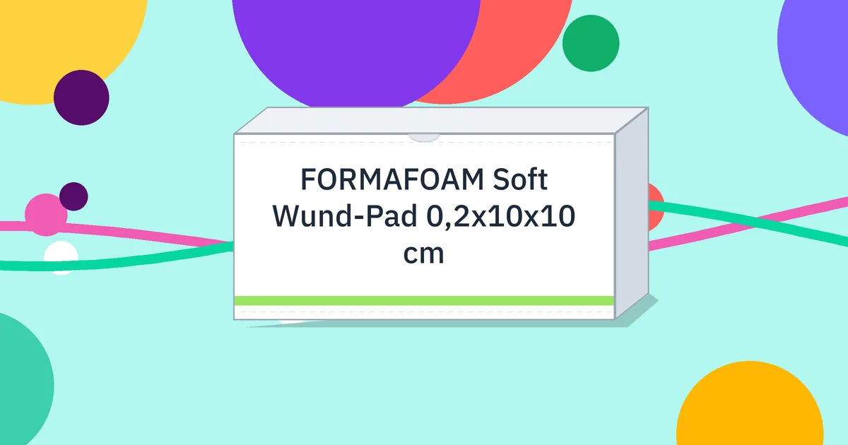 Symbolbild: Packung mit der Aufschrift FORMAFOAM Soft Wund-Pad 0,2x10x10 cm (PZN 11084141) – Verfügbarkeit und Bezug in Apotheken in Frankfurt am Main