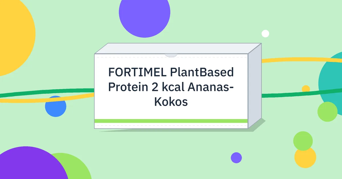 Symbolbild: Packung mit der Aufschrift FORTIMEL PlantBased Protein 2 kcal Ananas-Kokos (PZN 20055546) – Verfügbarkeit und Bezug in Apotheken in Frankfurt am Main