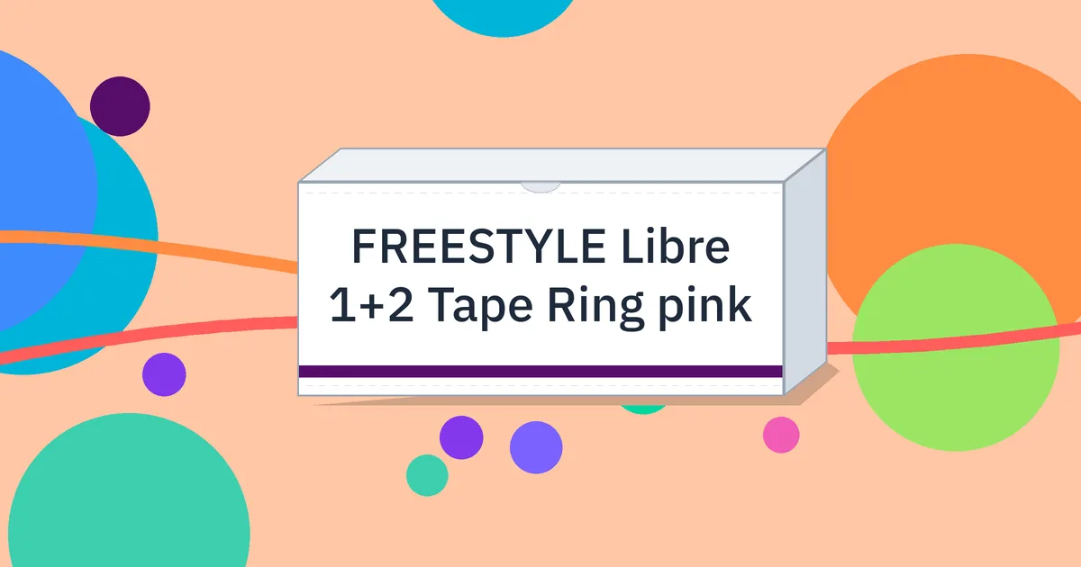 Symbolbild: Packung mit der Aufschrift FREESTYLE Libre 1+2 Tape Ring pink (PZN 18177696) – Verfügbarkeit und Bezug in Apotheken in Frankfurt am Main