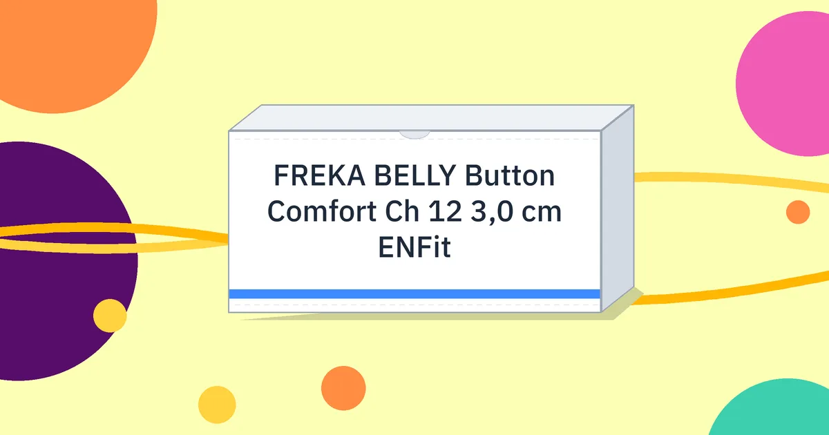 Symbolbild: Packung mit der Aufschrift FREKA BELLY Button Comfort Ch 12 3,0 cm ENFit (PZN 11481899) – Verfügbarkeit und Bezug in Apotheken in Frankfurt am Main