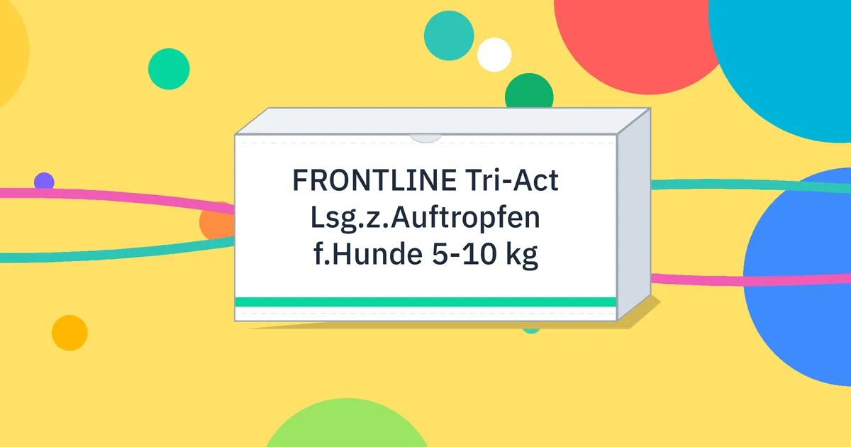 Symbolbild: Packung mit der Aufschrift FRONTLINE Tri-Act Lsg.z.Auftropfen f.Hunde 5-10 kg (PZN 16359861) – Verfügbarkeit und Bezug in Apotheken in Frankfurt am Main