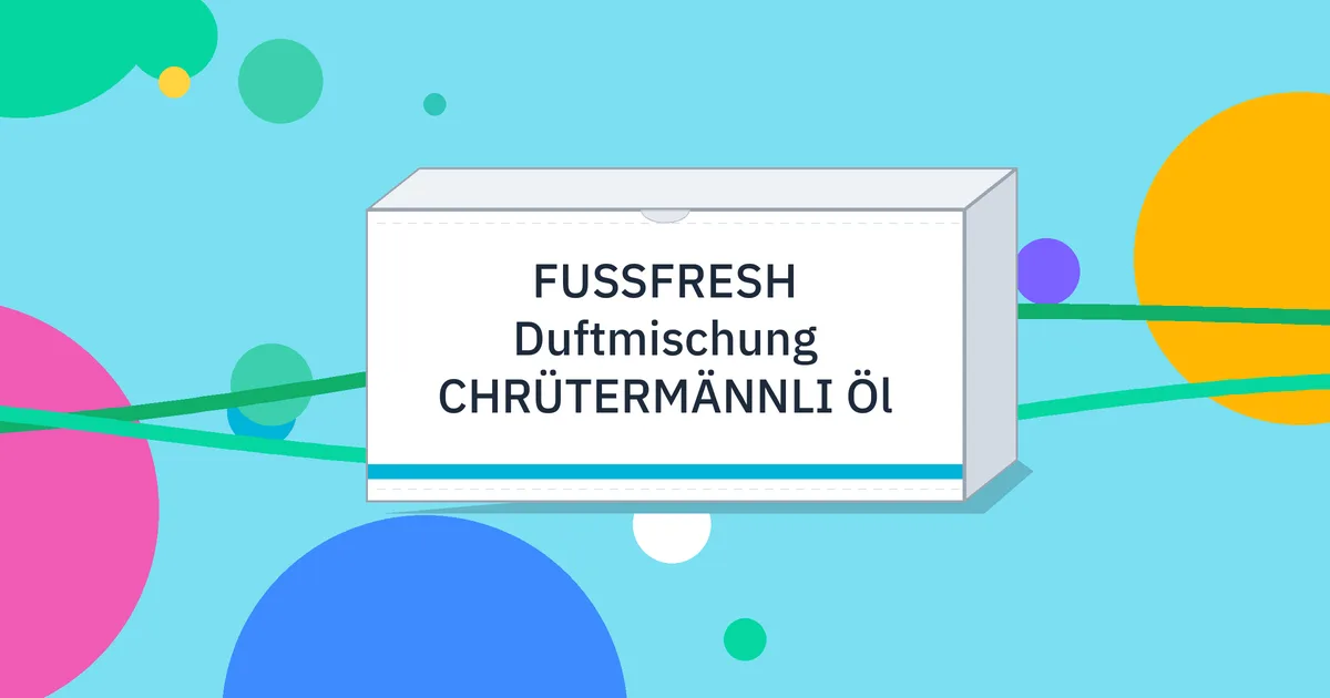 Symbolbild: Packung mit der Aufschrift FUSSFRESH Duftmischung CHRÜTERMÄNNLI Öl (PZN 08423361) – Verfügbarkeit und Bezug in Apotheken in Frankfurt am Main