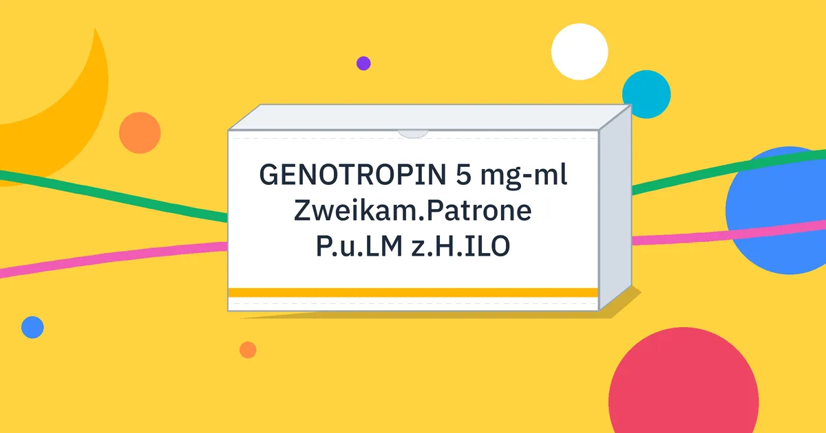 Symbolbild: Packung mit der Aufschrift GENOTROPIN 5 mg-ml Zweikam.Patrone P.u.LM z.H.ILO (PZN 17184903) – Verfügbarkeit und Bezug in Apotheken in Frankfurt am Main