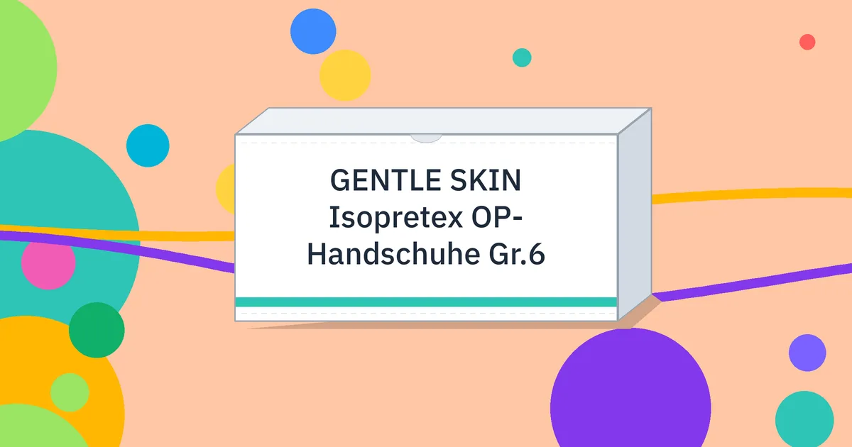 Symbolbild: Packung mit der Aufschrift GENTLE SKIN Isopretex OP-Handschuhe Gr.6 (PZN 11190860) – Verfügbarkeit und Bezug in Apotheken in Frankfurt am Main