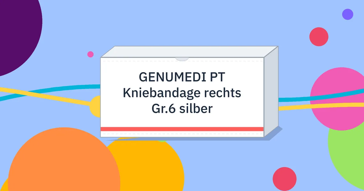 Symbolbild: Packung mit der Aufschrift GENUMEDI PT Kniebandage rechts Gr.6 silber (PZN 15314069) – Verfügbarkeit und Bezug in Apotheken in Frankfurt am Main