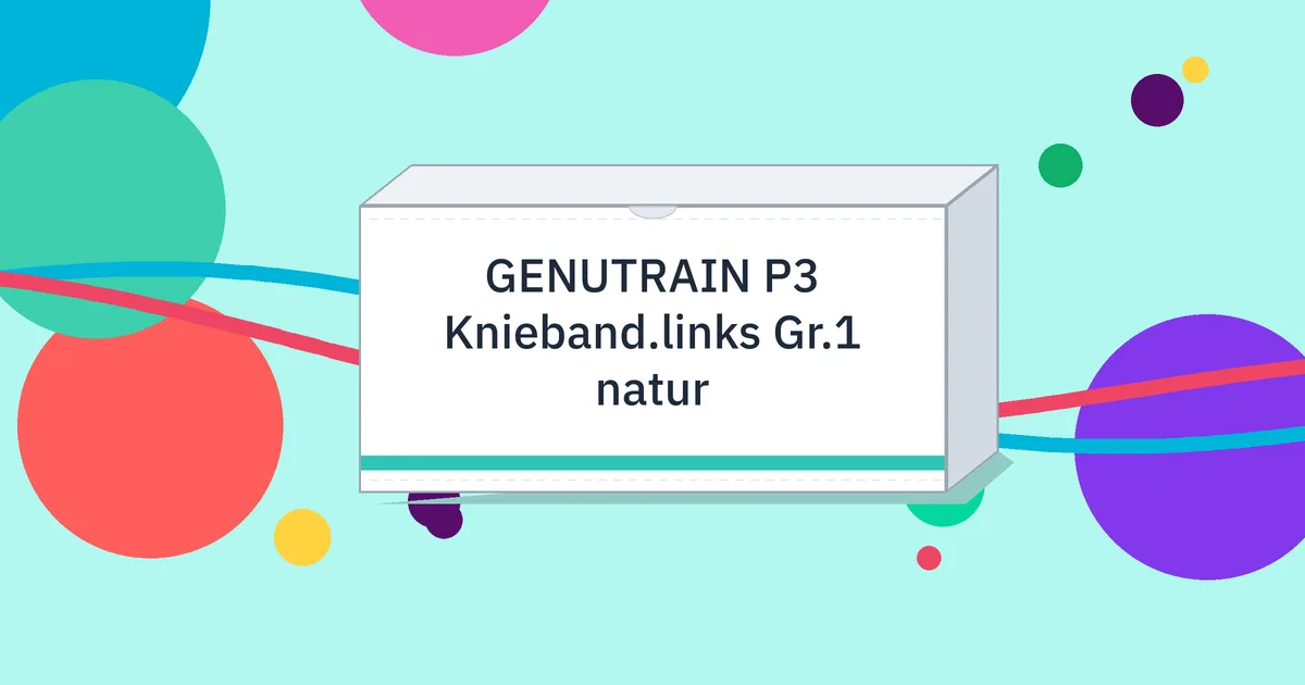Symbolbild: Packung mit der Aufschrift GENUTRAIN P3 Knieband.links Gr.1 natur (PZN 01284809) – Verfügbarkeit und Bezug in Apotheken in Frankfurt am Main