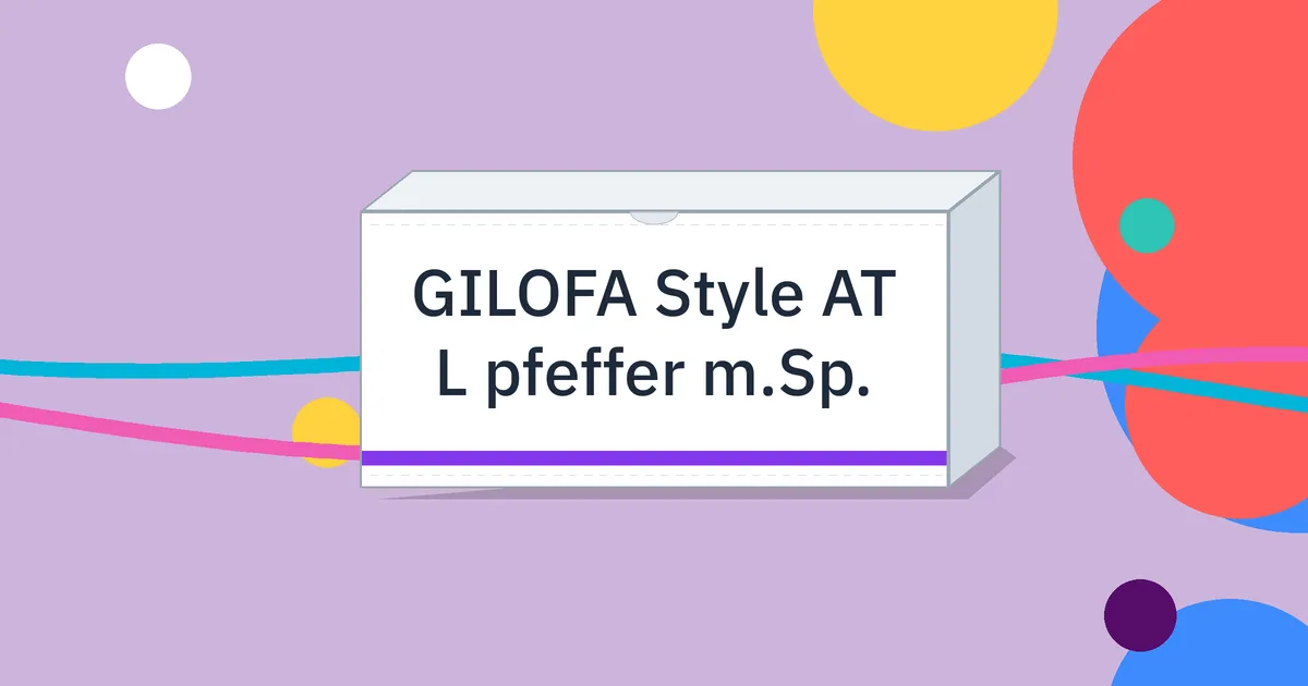 Symbolbild: Packung mit der Aufschrift GILOFA Style AT L pfeffer m.Sp. (PZN 16728399) – Verfügbarkeit und Bezug in Apotheken in Frankfurt am Main