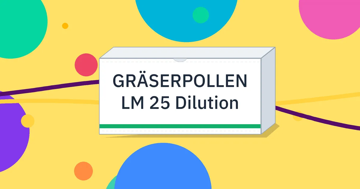 Symbolbild: Packung mit der Aufschrift GRÄSERPOLLEN LM 25 Dilution (PZN 12882301) – Verfügbarkeit und Bezug in Apotheken in Frankfurt am Main