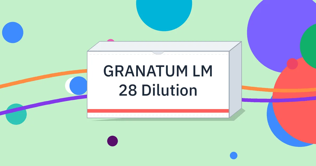 Symbolbild: Packung mit der Aufschrift GRANATUM LM 28 Dilution (PZN 13546255) – Verfügbarkeit und Bezug in Apotheken in Frankfurt am Main