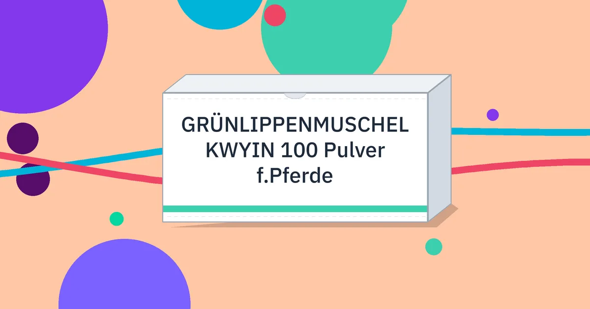 Symbolbild: Packung mit der Aufschrift GRÜNLIPPENMUSCHEL KWYIN 100 Pulver f.Pferde (PZN 12460787) – Verfügbarkeit und Bezug in Apotheken in Frankfurt am Main