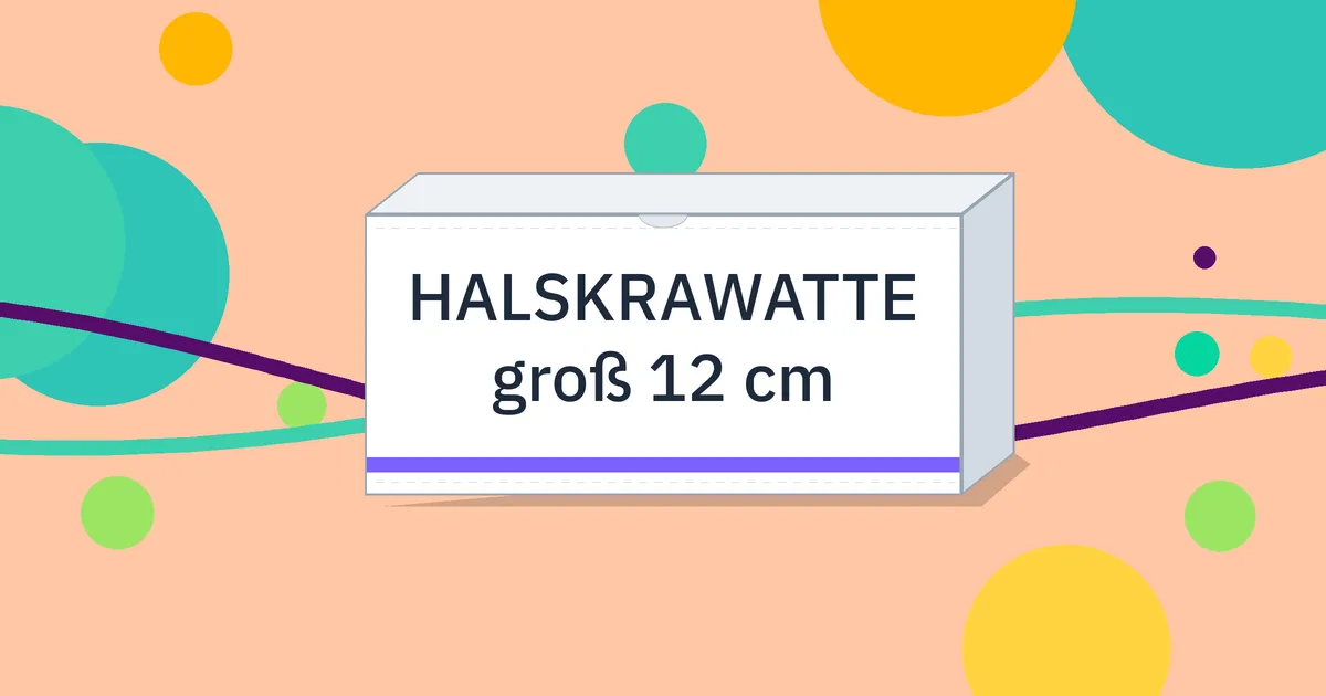 Symbolbild: Packung mit der Aufschrift HALSKRAWATTE groß 12 cm (PZN 07094607) – Verfügbarkeit und Bezug in Apotheken in Frankfurt am Main